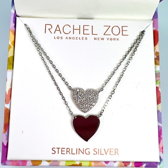 Rachel Zoe | Jewelry | Rachel Zoe Sterling Silver Double Heart Layered ...